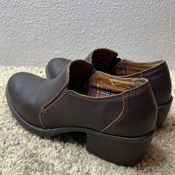 boc | Shoes | Boc Born Concepts Leather Brown Slip On Low Stacked Heel ...